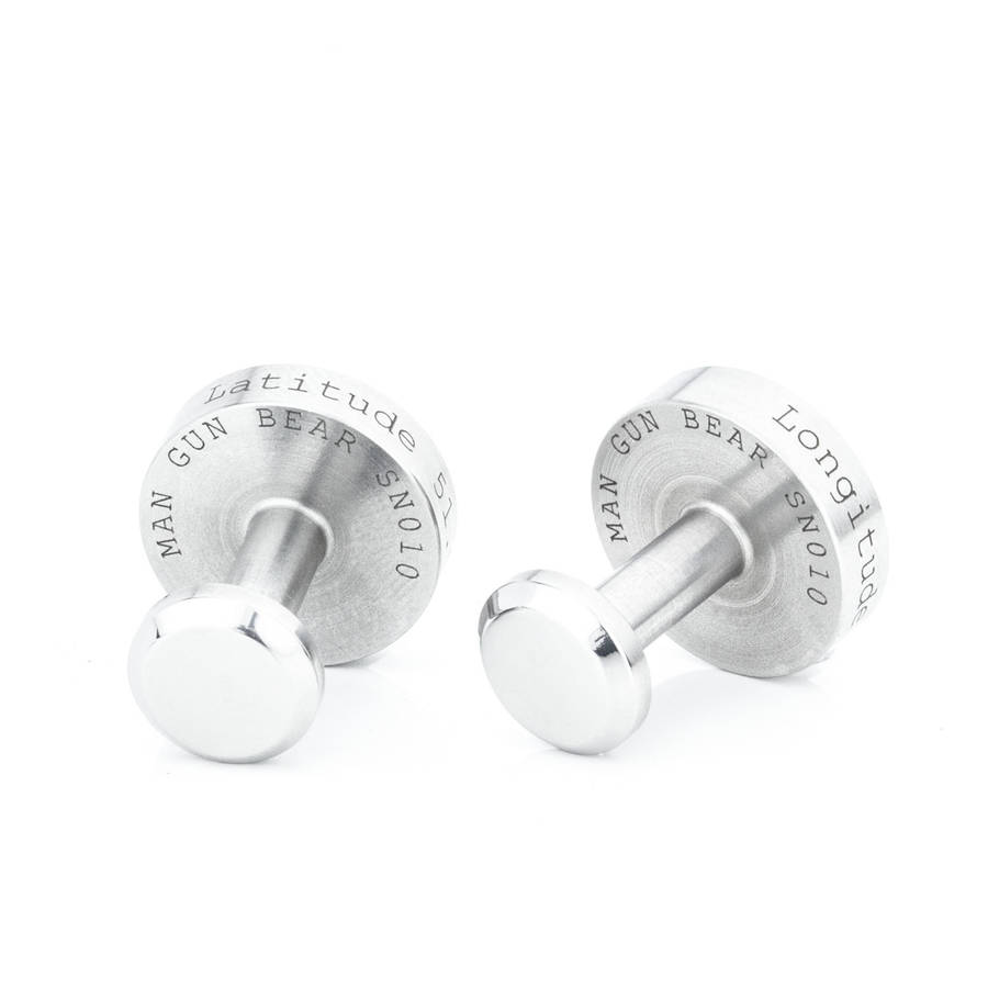 personalised stainless steel cufflinks by man gun bear ...
