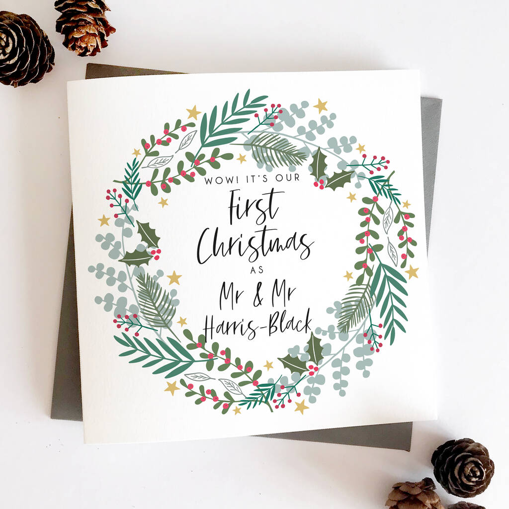 Our First Married Christmas Wreath Card By Sarah Catherine 