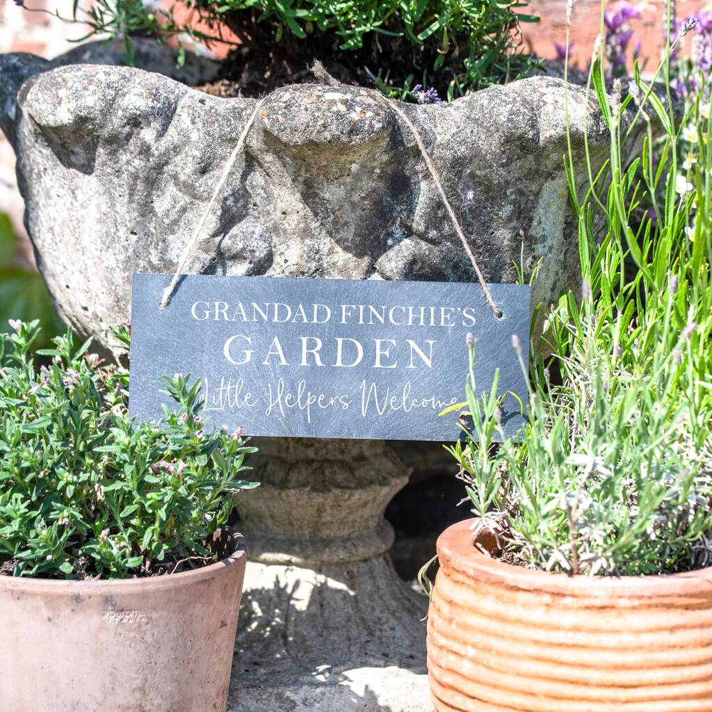 Personalised Little Helpers Welcome Slate Garden Sign By Gifts Personalised