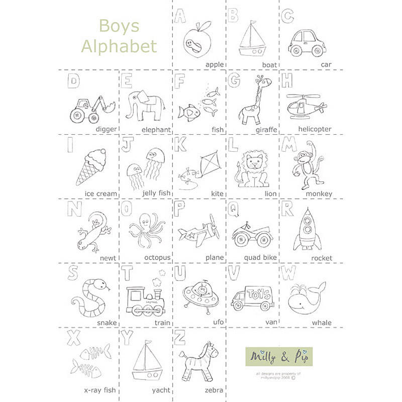 Personalised Boys Alphabet Embroidered Picture Gift By milly and pip ...