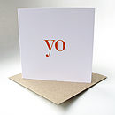 'yo' Greeting Card By Tilly Flop Designs | notonthehighstreet.com