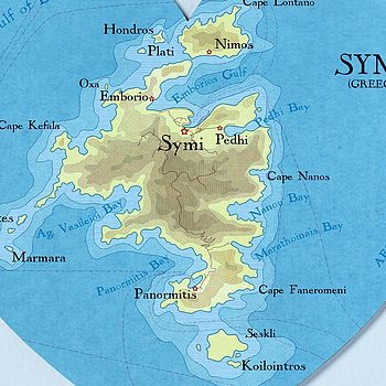 Symi Greece Map Heart Print Gift By Bombus Off The Peg ...