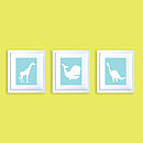 Three Nursery Animal Prints In Blue By Indira Albert ...