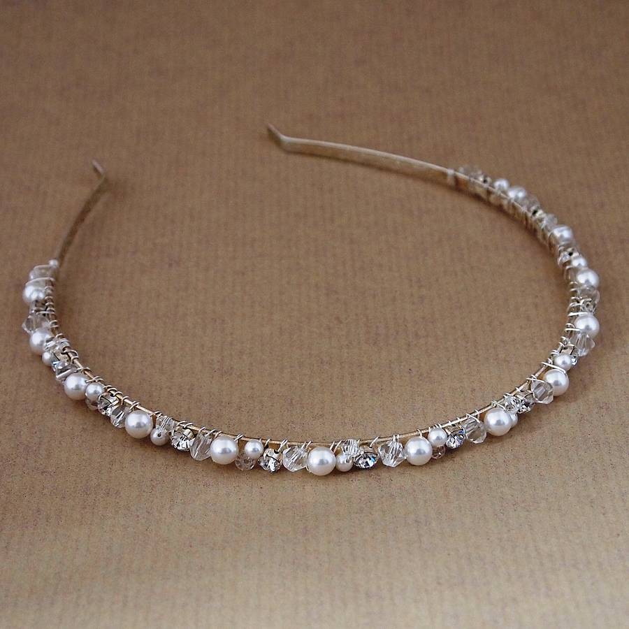 pearl and diamante bridal headband by melissa morgan designs ...
