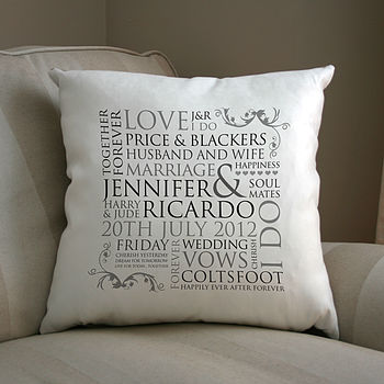 Personalised Wedding Word Design Cushion By Cherry Pete ...