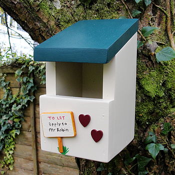 personalised handcrafted robin bird box by siop gardd ...