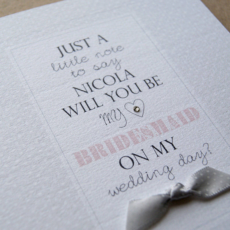 Personalised will You Be My Bridesmaid Card By Button Box Cards 