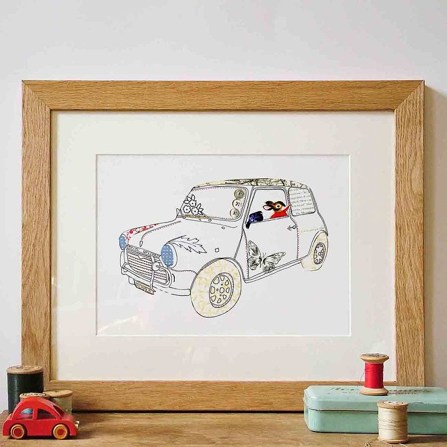 classic mini car hand drawn illustration by lynsey hunter illustration ...