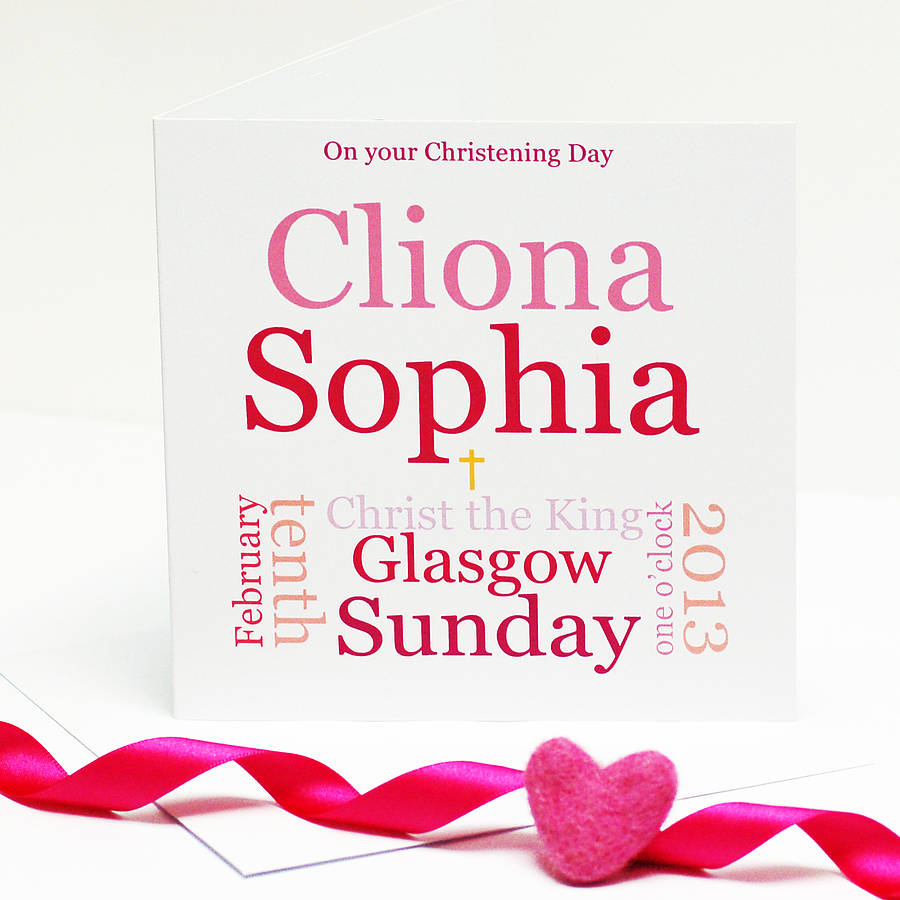 typographic personalised christening card by spotty n stripy ...