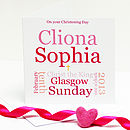 typographic personalised christening card by spotty n stripy ...