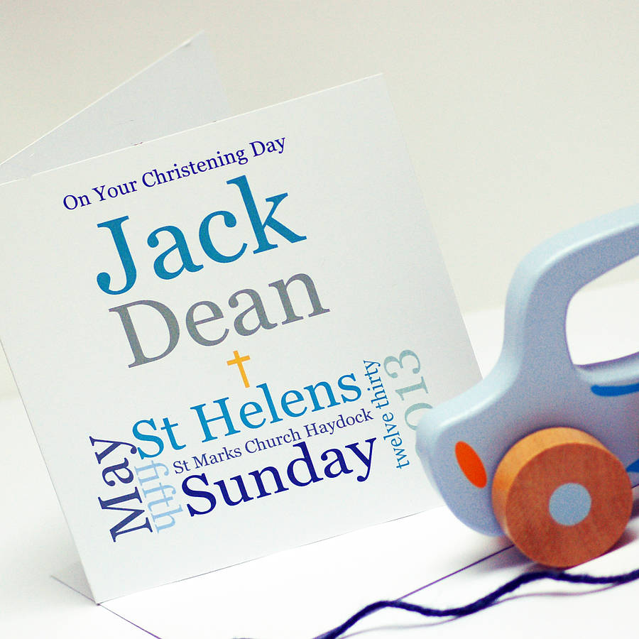 typographic personalised christening card by spotty n stripy ...
