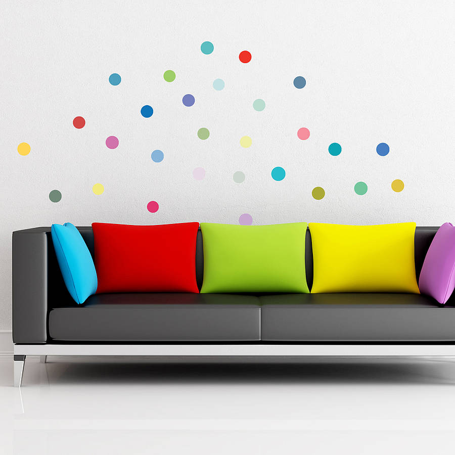 Multicoloured Polka Dot Wall Sticker Set By Oakdene Designs Multicoloured Polka Dot Wall Sticker Set By Oakdene Designs