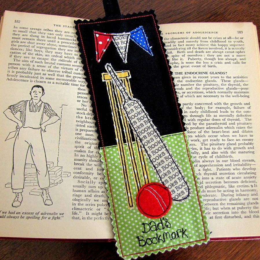 Personalised Cricket Bookmark By Sew Very English | notonthehighstreet.com