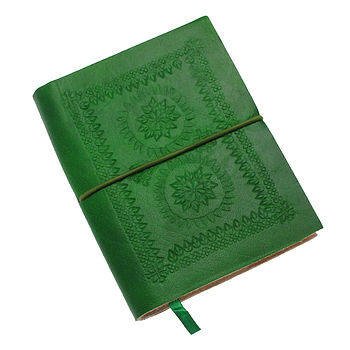 Handcrafted Emerald Green Embossed Leather Notebook By Paper High ...
