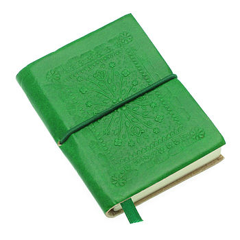 Handcrafted Emerald Green Embossed Leather Notebook By Paper High ...