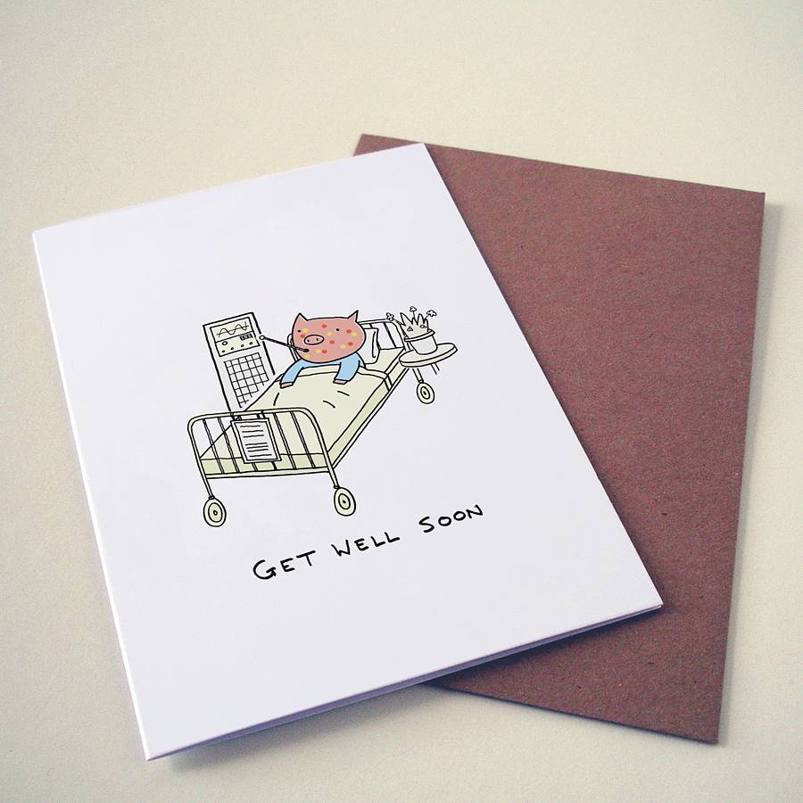 pig 'get well soon' card by hole in my pocket | notonthehighstreet.com