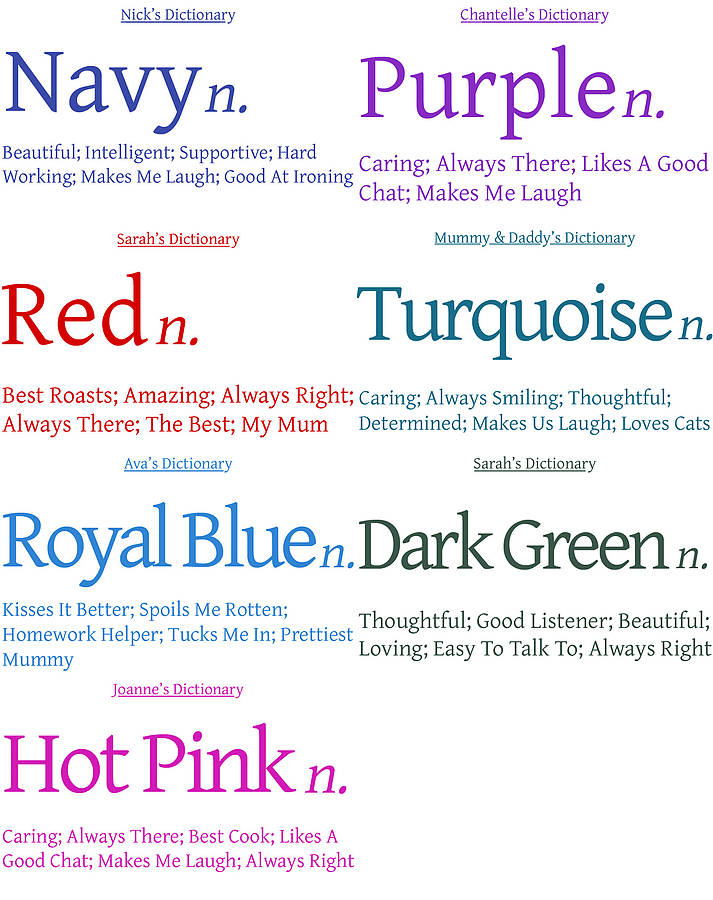 personalised colour dictionary unframed print by ruby wren designs ...