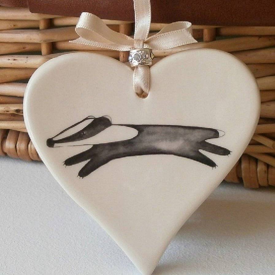 badger art on a heart by dimbleby ceramics | notonthehighstreet.com