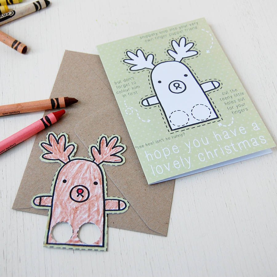 Reindeer Finger Puppet Christmas Card By Clara and Macy ...