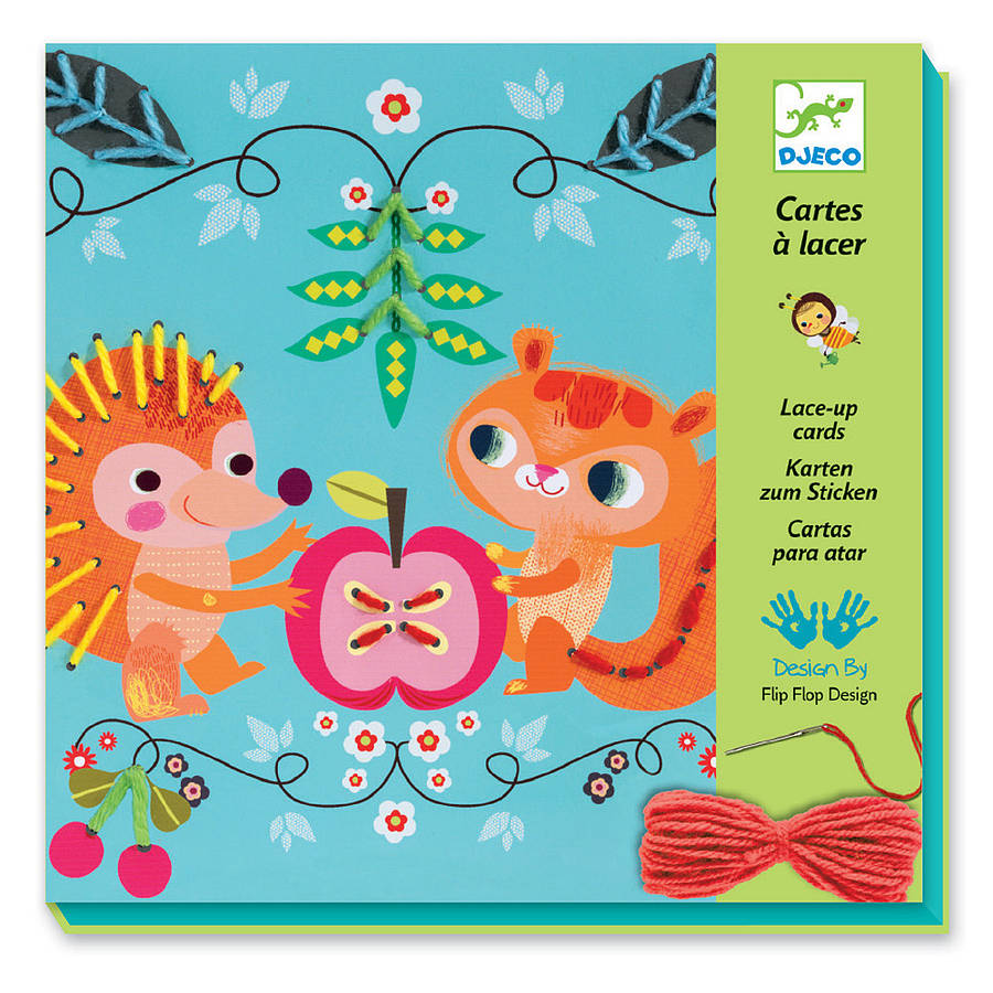 threading cards sewing toy by crafts4kids | notonthehighstreet.com