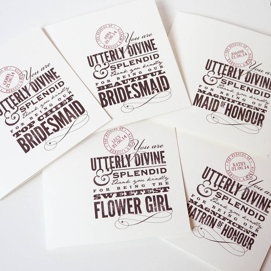 Personalised Wedding Party Thank You Card By Prettywild Design 