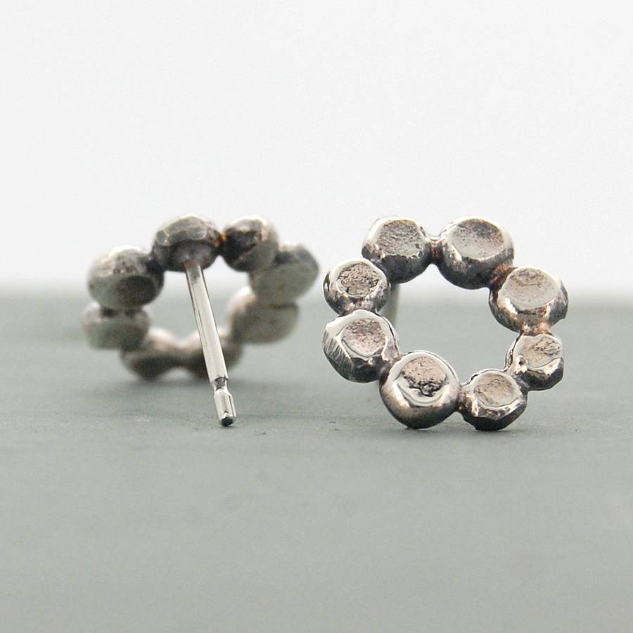 sterling silver pebble circle stud earrings by alison moore designs ...