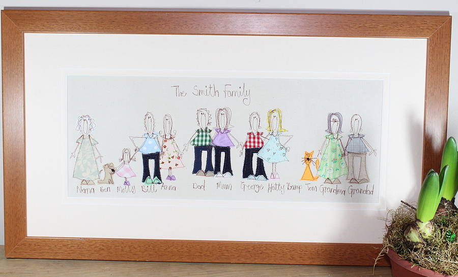 personalised family tree embroidered picture by katy kirkham designs ...