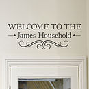 'welcome' Personalised Vinyl Wall Sticker By Oakdene Designs ...