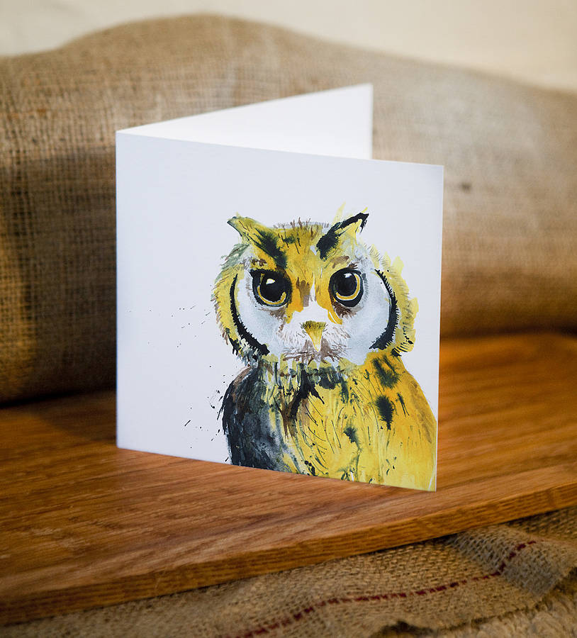 inky owl blank greetings card by kate moby | notonthehighstreet.com