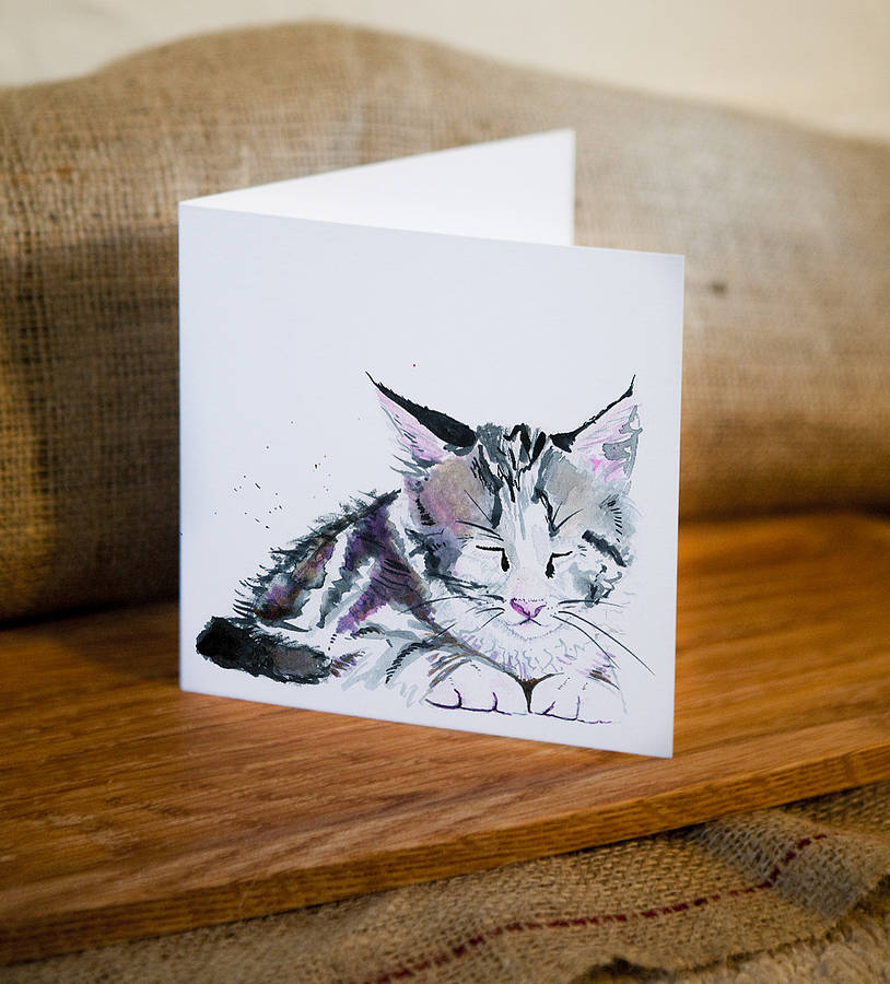 inky kitten blank greetings card by kate moby | notonthehighstreet.com