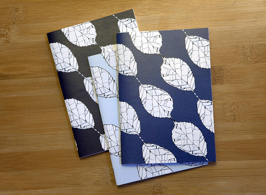 beech leaf notebooks set of three by kate moby | notonthehighstreet.com