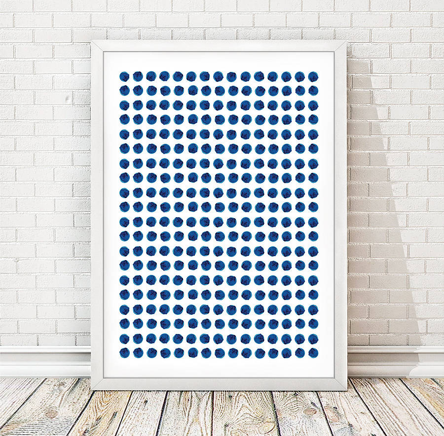 painted blue dots print by over & over | notonthehighstreet.com