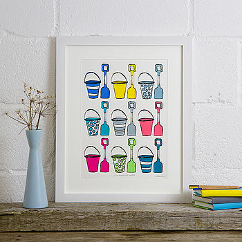 Cornish Patterned Buckets And Spades By Kiwi Printmaking Studio ...