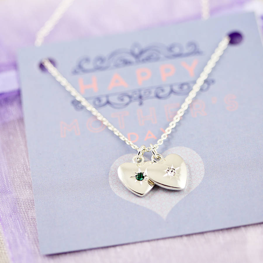 Family Birthstone Starburst Heart Necklace By J&S Jewellery ...