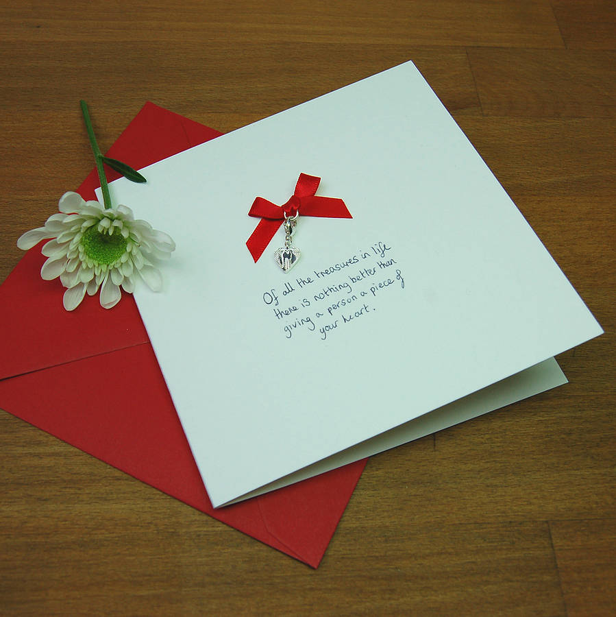 Handmade Heart Charm Cards With Personalised Message