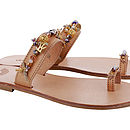 Handmade Embellished Toe Ring Leather Sandals By Iris ...