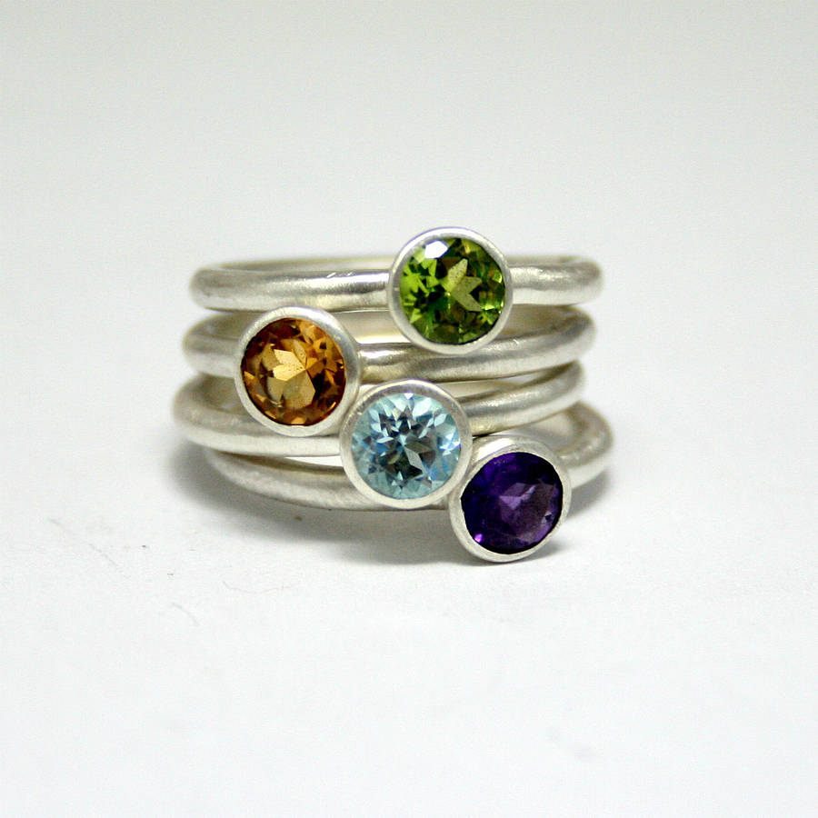 Amethyst Gemstone Silver Stacking Ring By Victoria Jarman | notonthehighstreet.com