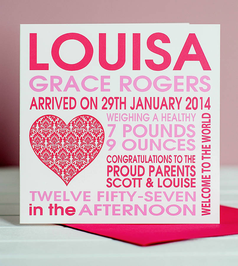 Personalized Birth Congratulatory Cards