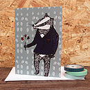 'bob the badger' greetings card by boodle | notonthehighstreet.com