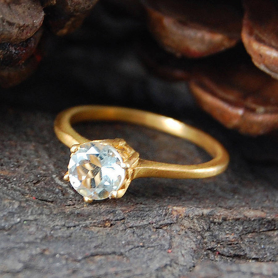 solitaire semi precious white topaz ring by embers gemstone jewellery ...