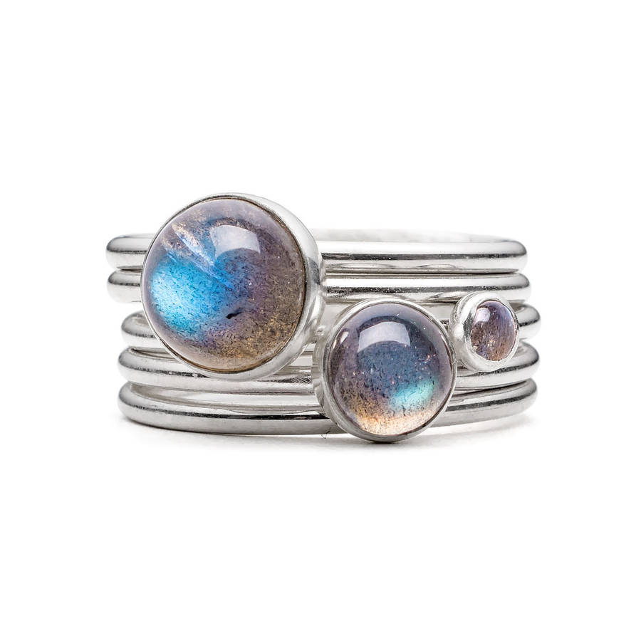 storm sterling silver stacking rings with labradorite by alison moore ...