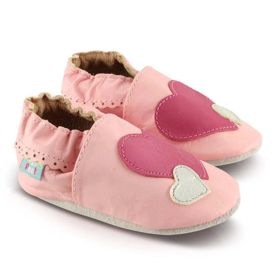 hearts soft leather baby shoes by snuggle feet | notonthehighstreet.com