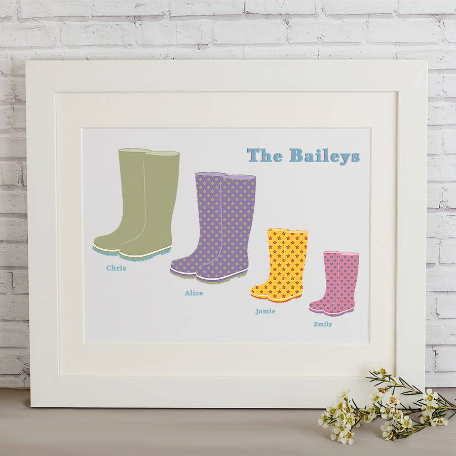 personalised family wellies print by white hanami | notonthehighstreet.com