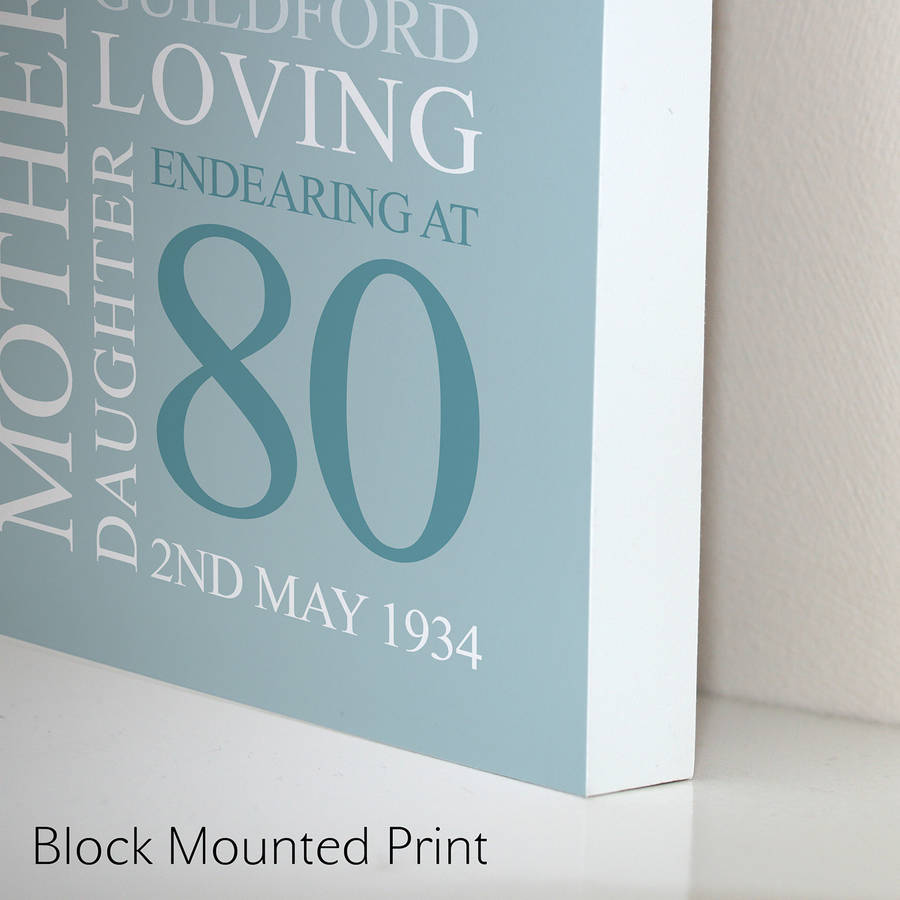 Personalised 80th Birthday Word Art By Cherry Pete | notonthehighstreet.com