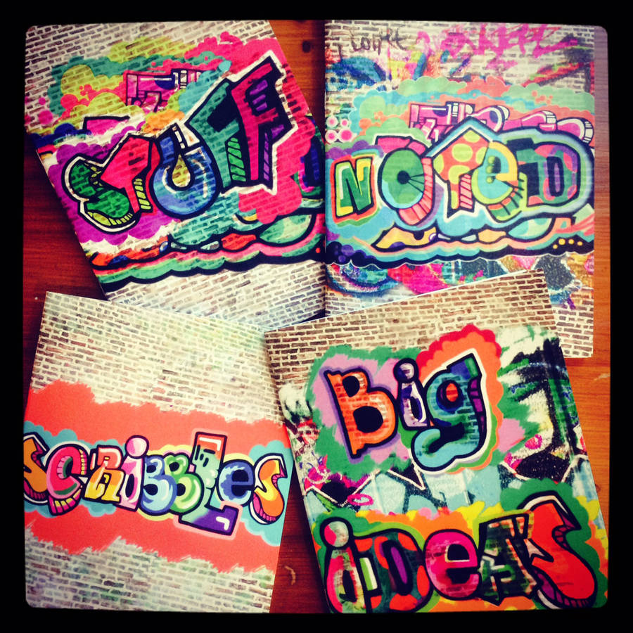 Graffiti Notebooks 4pack By Victoria Mae Designs | notonthehighstreet.com