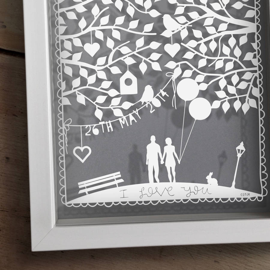 personalised couples first anniversary papercut by the portland co ...