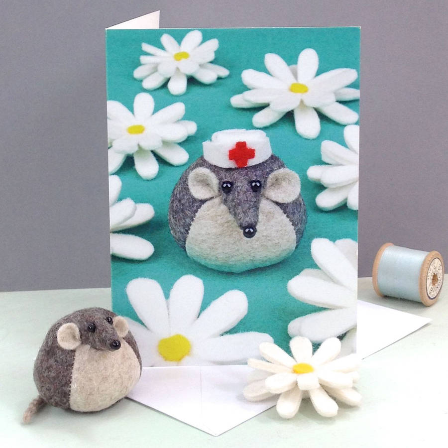 felt mouse get well soon greeting card by mirjami design ...