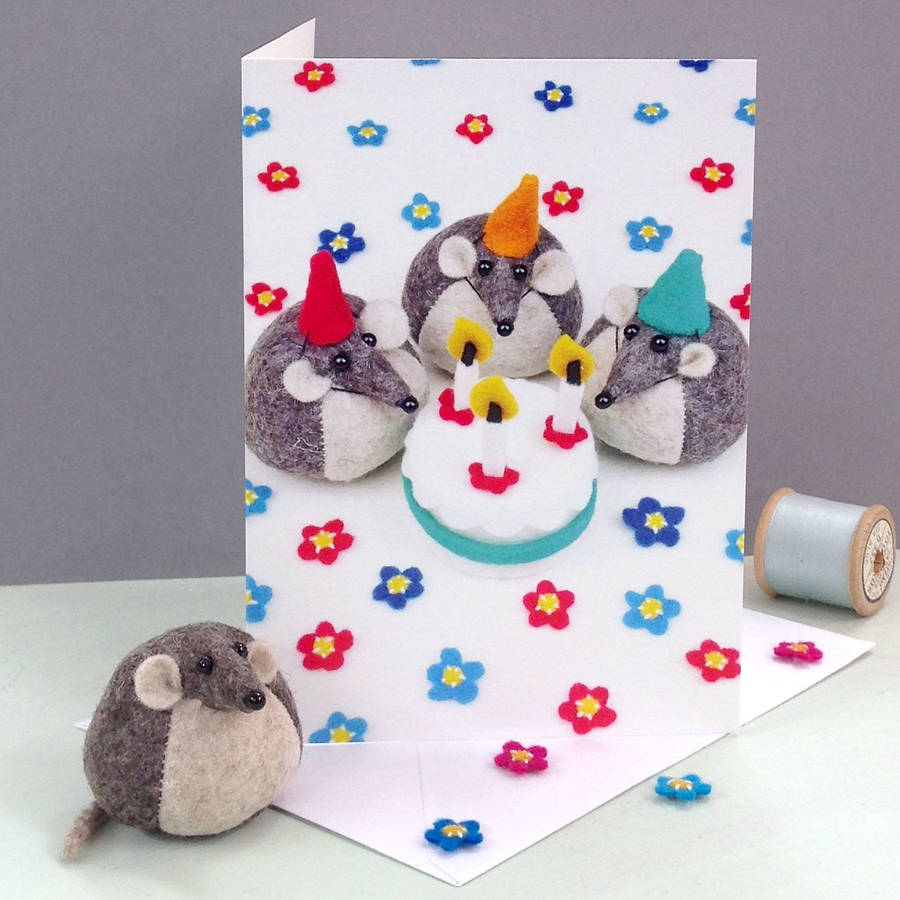 three mice happy birthday greeting card by mirjami design ...