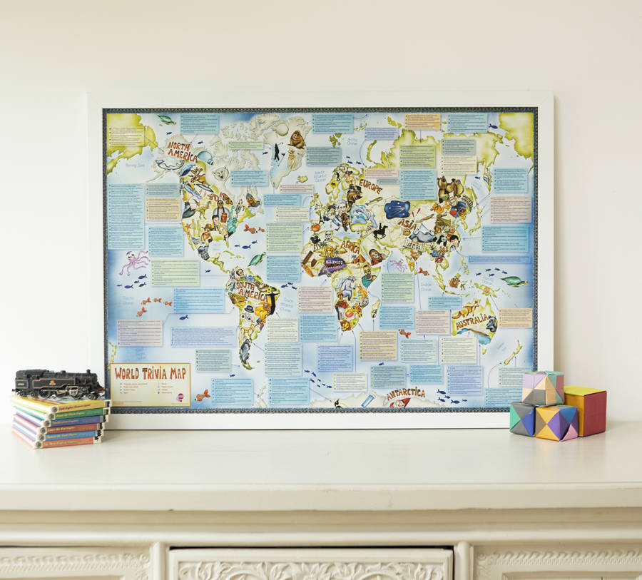 illustrated trivia world map by maps international | notonthehighstreet.com