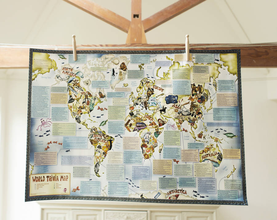 illustrated trivia world map by maps international | notonthehighstreet.com